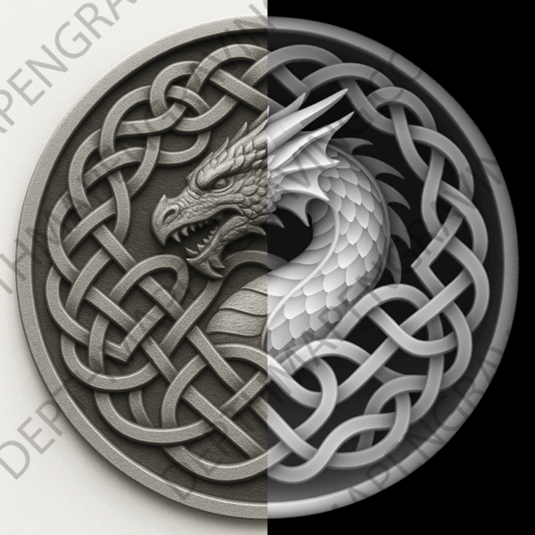 Free Celtic Dragon Depthmap for Laser Engraving